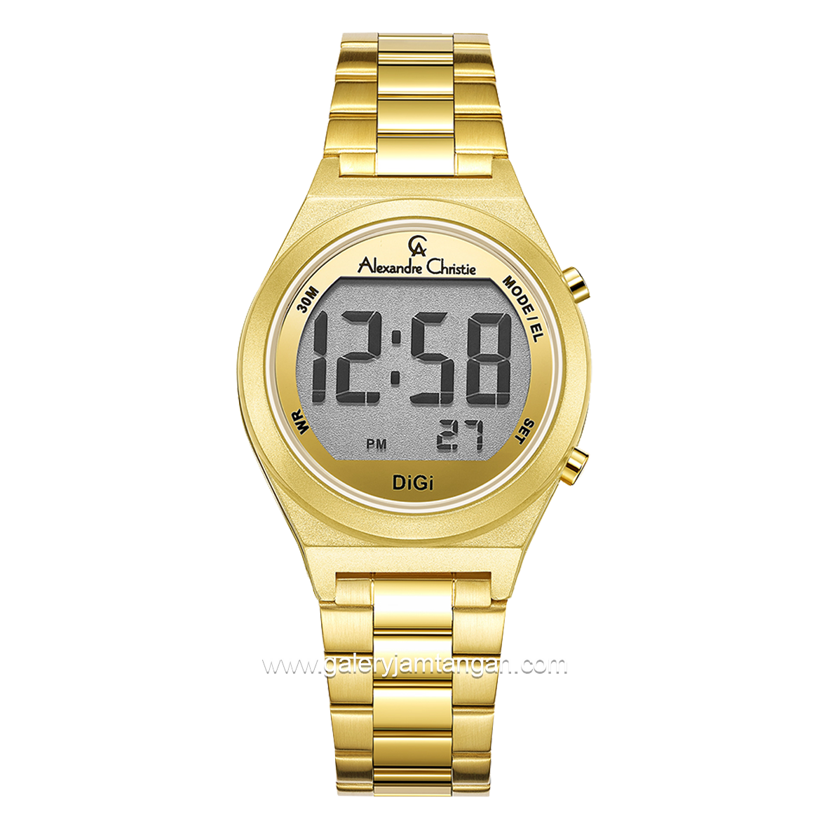 Alexandre Christie AC 9385 LH Gold Digital Stainless Steel Strap ...